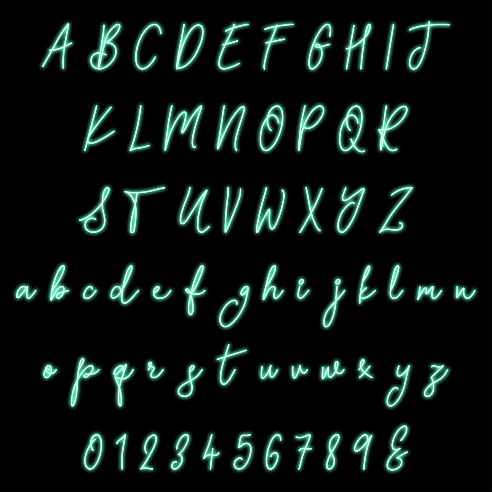 Neon Glow Effect Alphabet PNG Clip Art Letters Script Font - Etsy