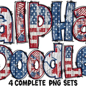 Patriotic Vintage Doodle Letters PNG, 4th of July, Independence Day ...