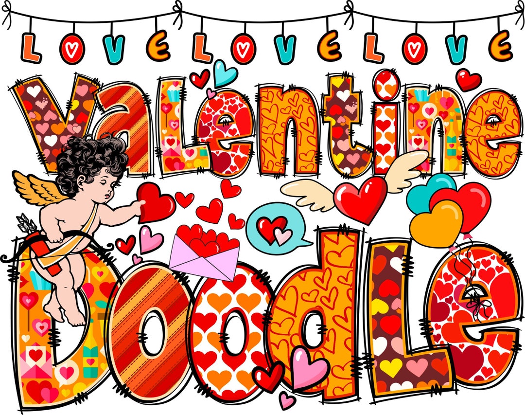 Valentine's Day Alphabet PNG, Valentines Letters, Valentines Doodle ...