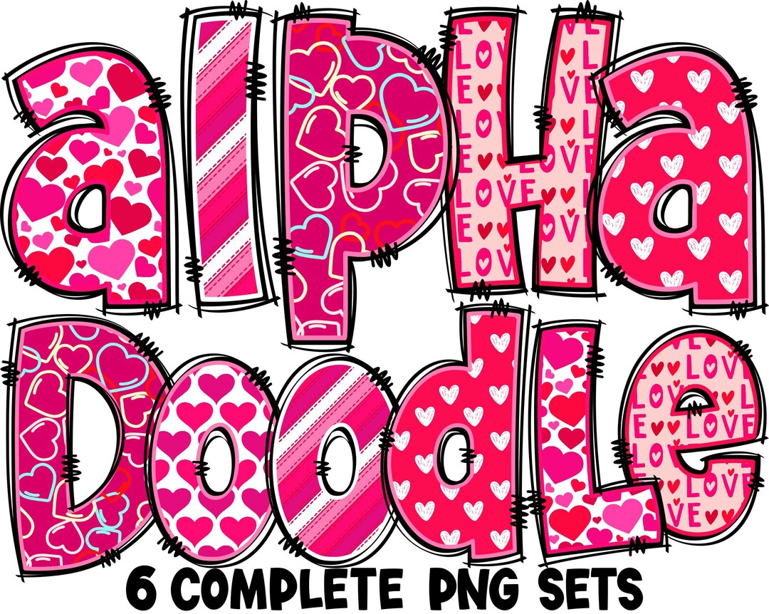 Valentine's Day Alphabet PNG, Valentines Letters, Valentines Doodle ...
