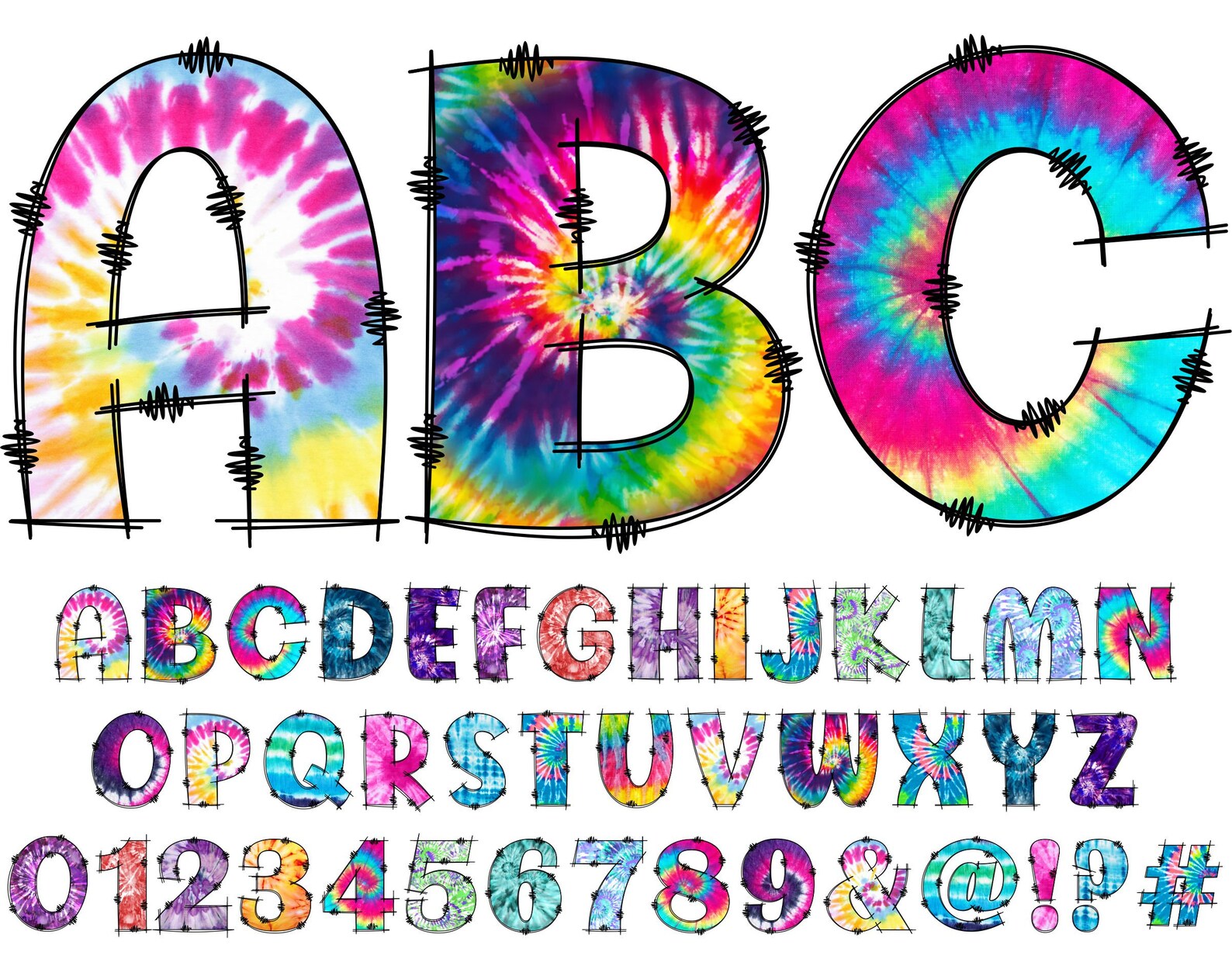Tie Dye Letters PNG Doodle Alphabet Clip Art Transparent - Etsy