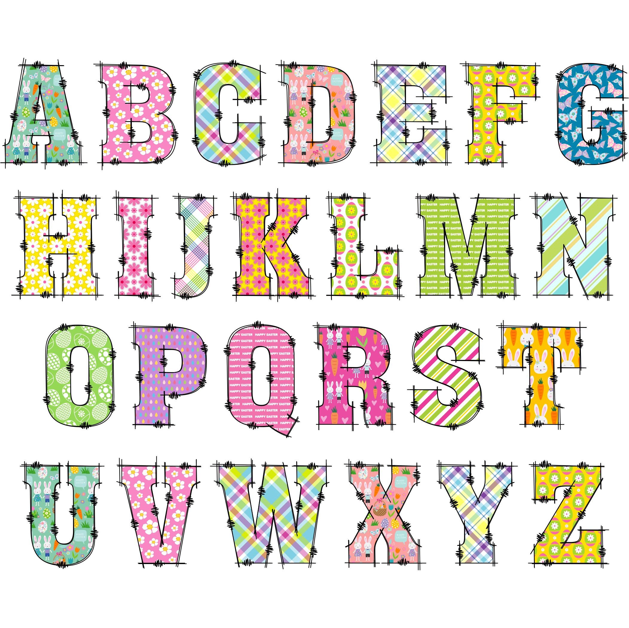 Easter Alphabet PNG Alphabet Clip Art PNG Doodle Easter | Etsy