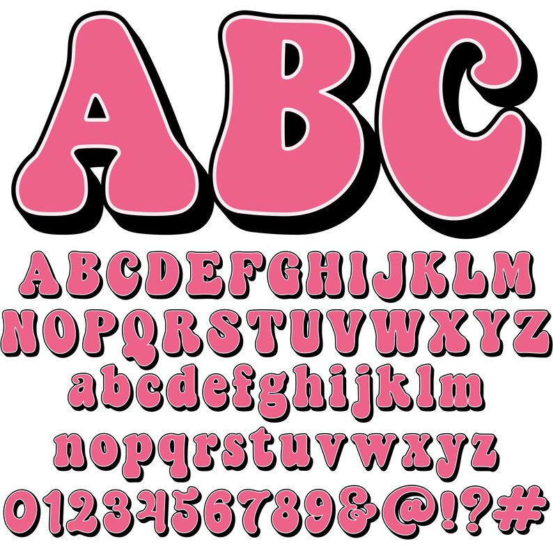 Groovy Alphabet PNG Retro Boho Letters Retro Doodle Groovy - Etsy