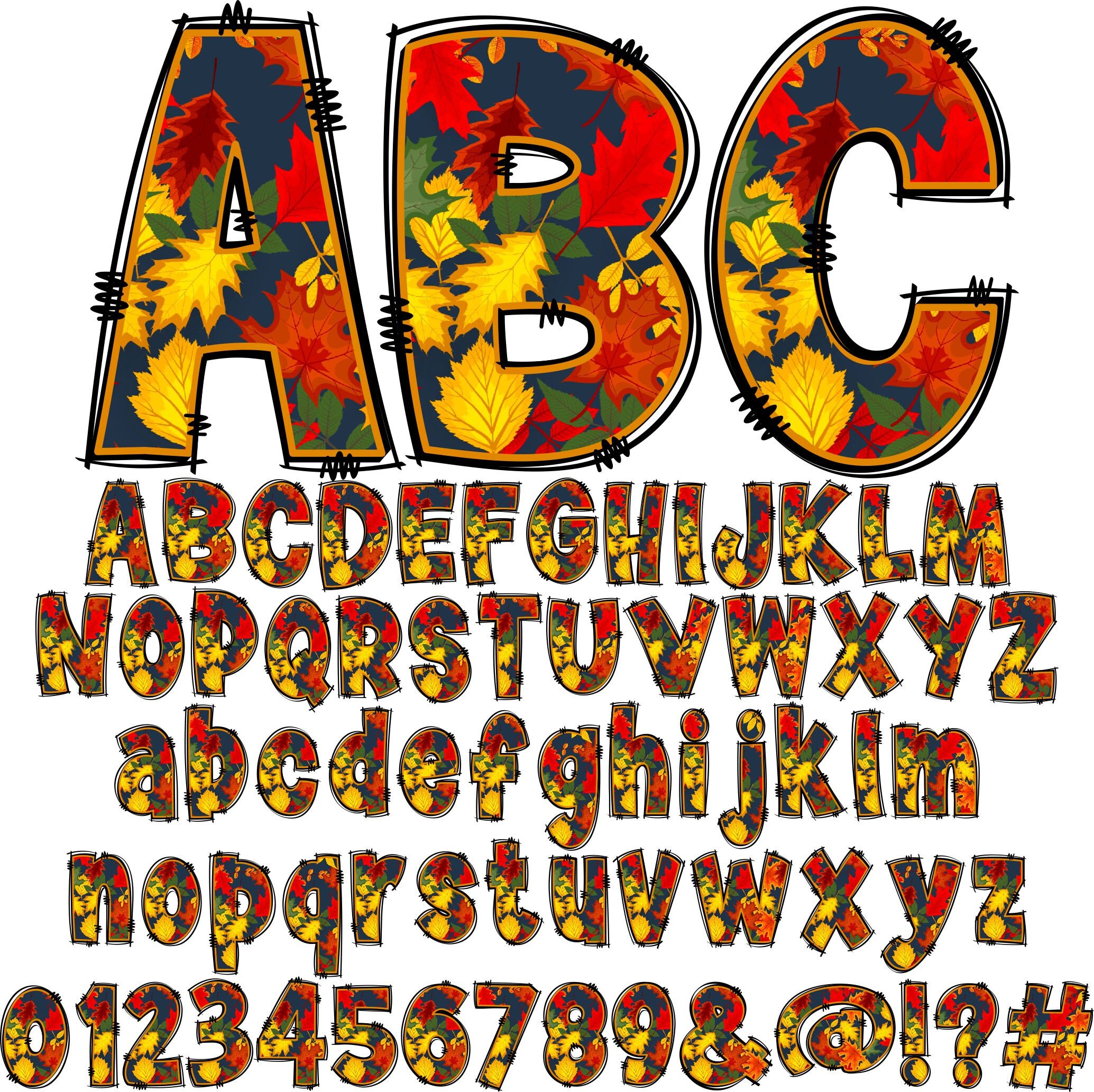BUNDLE Autumn Fall Alphabet PNG Autumn Alpha Doodle PNG - Etsy
