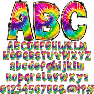 Tie Dye Alphabet PNG, Doodle Alphabet Clip Art, Transparent PNG, Doodle ...