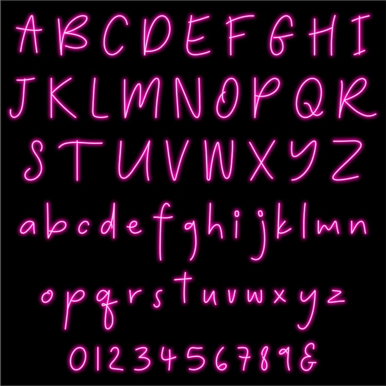 Neon Glow Effect Alphabet PNG Clip Art Letters Font Instant - Etsy