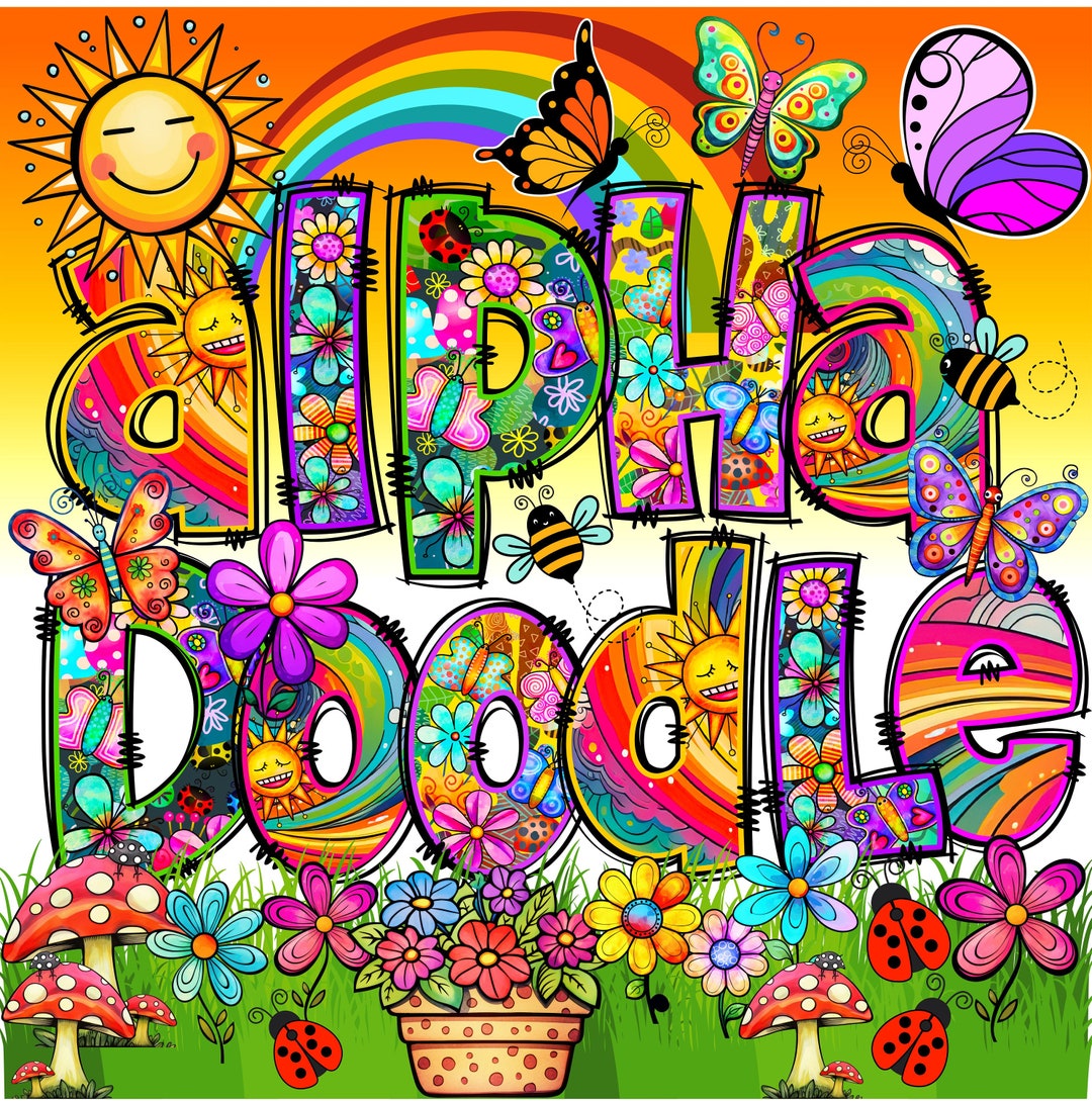 BUNDLE Spring Floral Alphabet PNG, Doodle Alpha, Doodle Flowers, Doodle ...