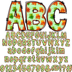 Fall Autumn Letters & Numbers PNG, Alpha Doodle, PNG Letters, Fall ...