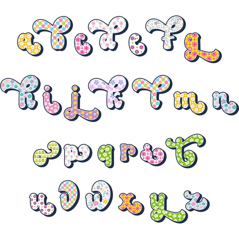 Retro Spring Alphabet PNG Alphabet Clip Art PNG Doodle | Etsy