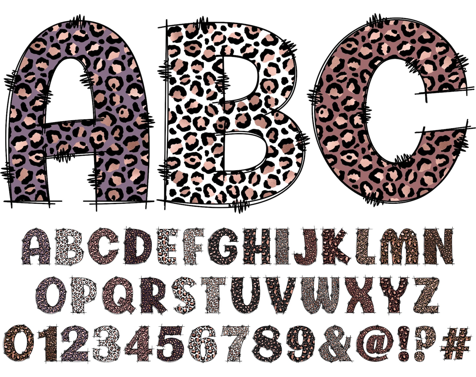 Leopard Print Alphabet PNG Doodle Alphabet Clip Art | Etsy