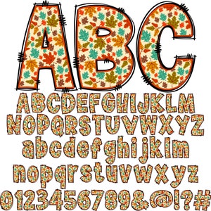 Fall Autumn Letters & Numbers PNG, Alpha Doodle, PNG Letters, Fall ...