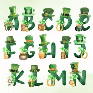 St Patrick's Day Letters PNG, Shamrock Alphabet Clip Art, Sublimation ...