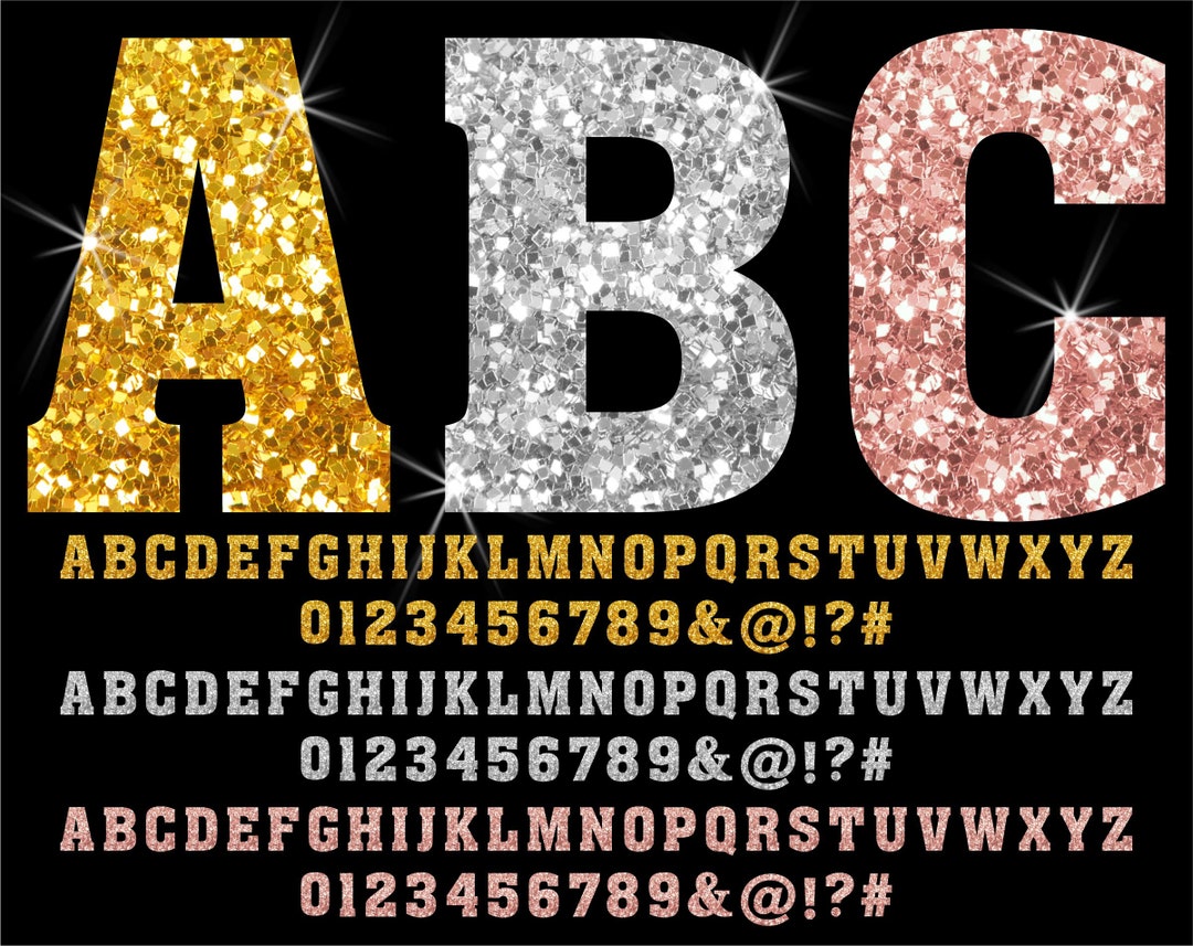 Bundle PNG Glitter Letters, Sparkle Clip Art, Letters Alphabet Numbers ...