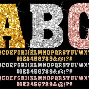 Bundle PNG Glitter Letters, Sparkle Clip Art, Letters Alphabet Numbers ...