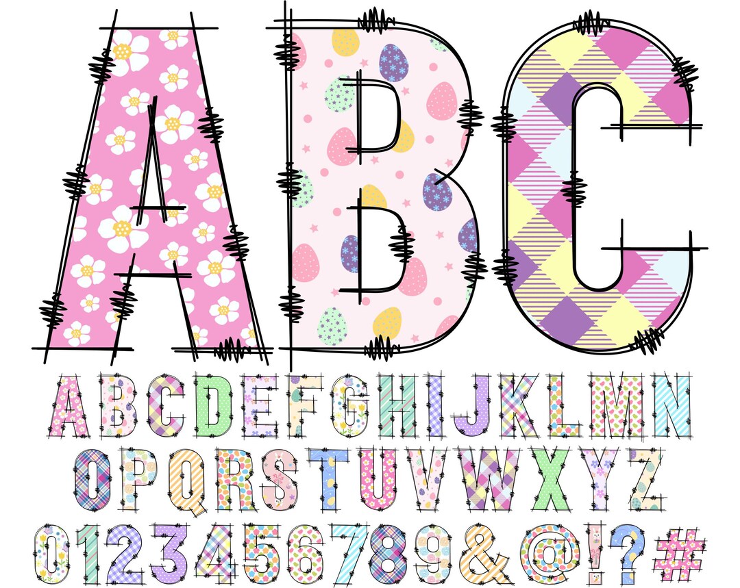 Easter Alphabet PNG, Alphabet Clip Art, PNG, Doodle Easter, Doodle ...