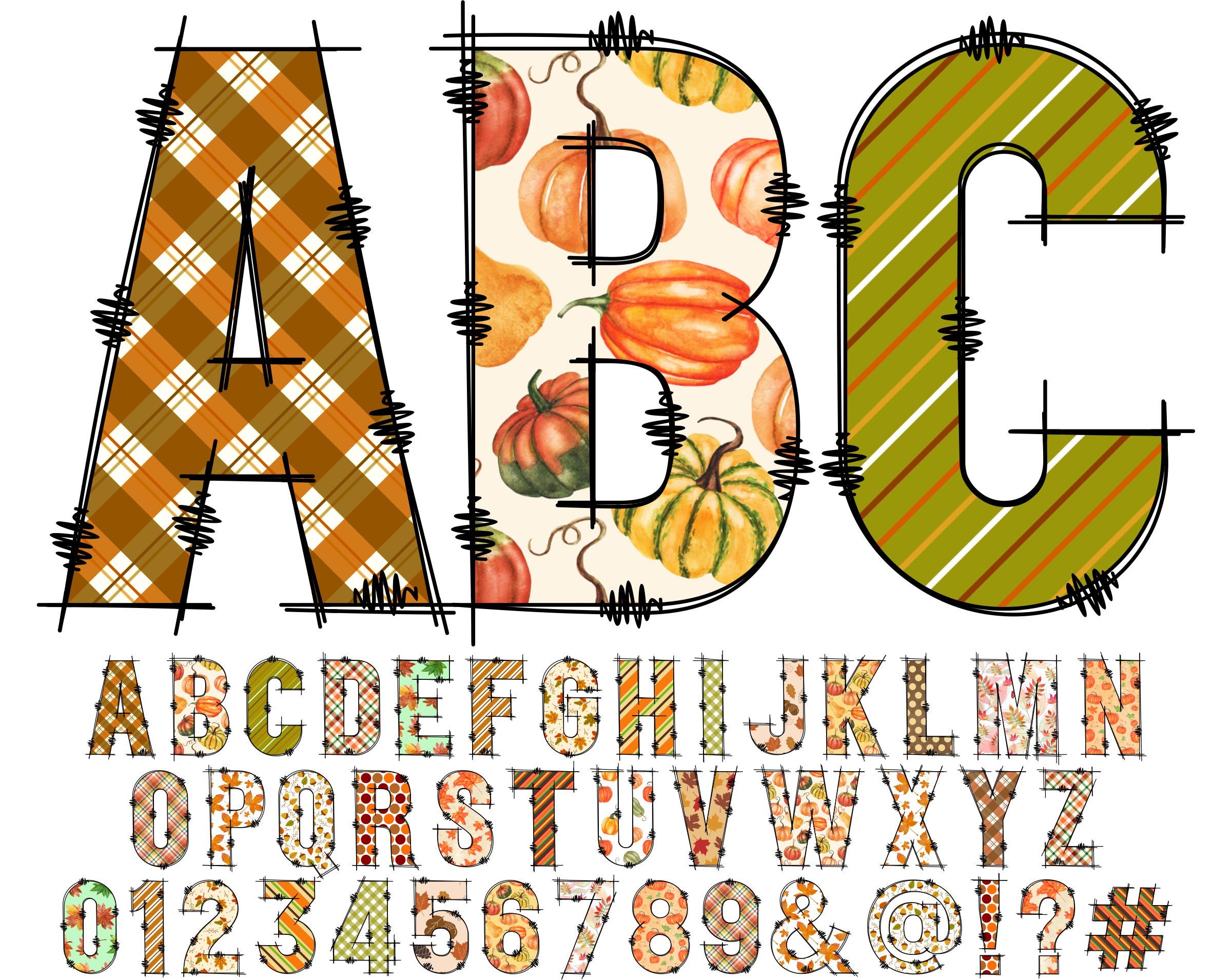 Fall Autumn Clipart Alphabet PNG Watercolor Alphabet Clip | Etsy