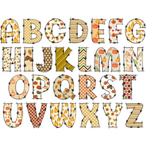 Fall Autumn Clipart Alphabet PNG, Doodle Alphabet, Transparent PNG ...