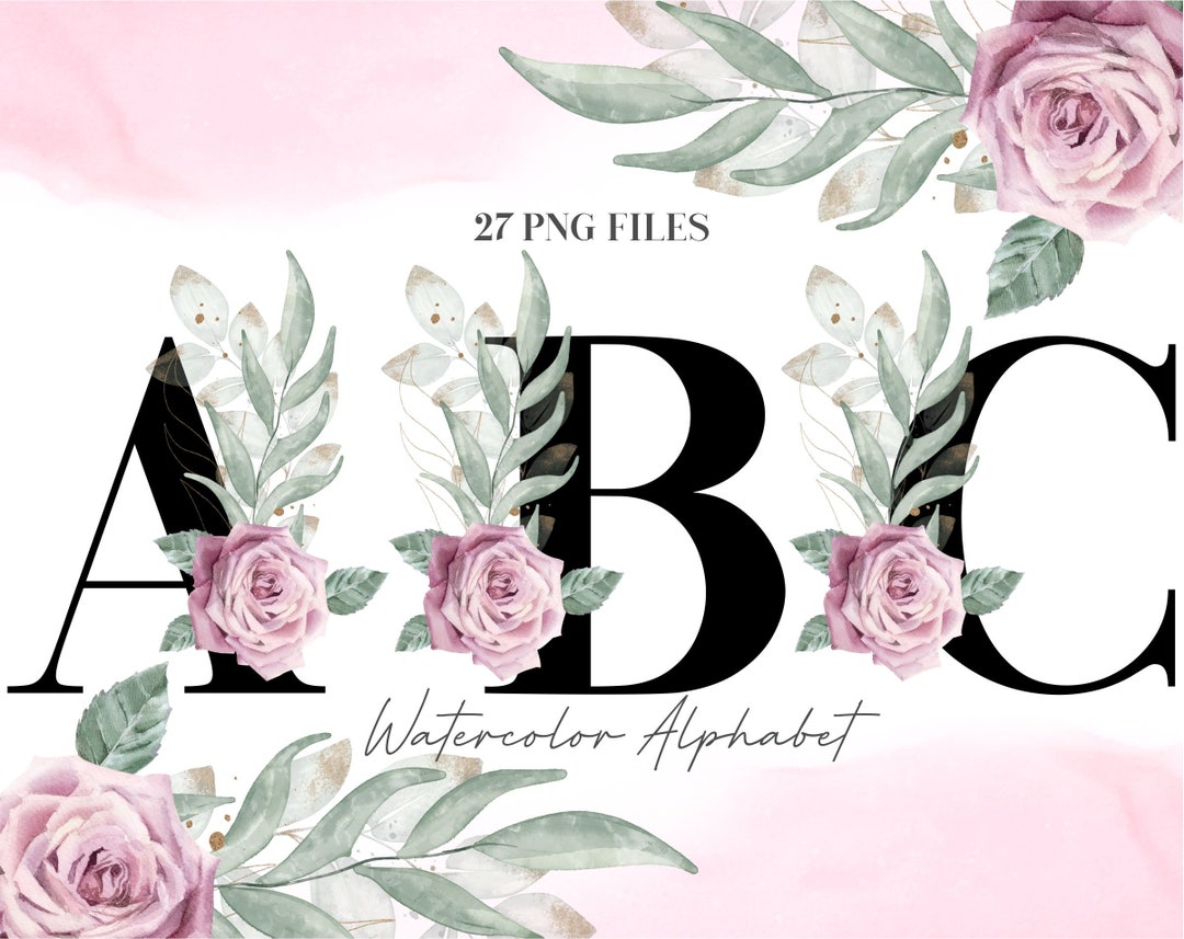 Watercolor Flowers Alphabet PNG, Floral Alphabet, Transparent PNG ...