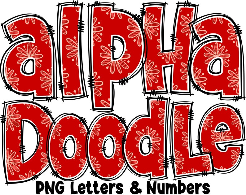 Floral Letters & Numbers PNG Alpha Doodle PNG Letters - Etsy