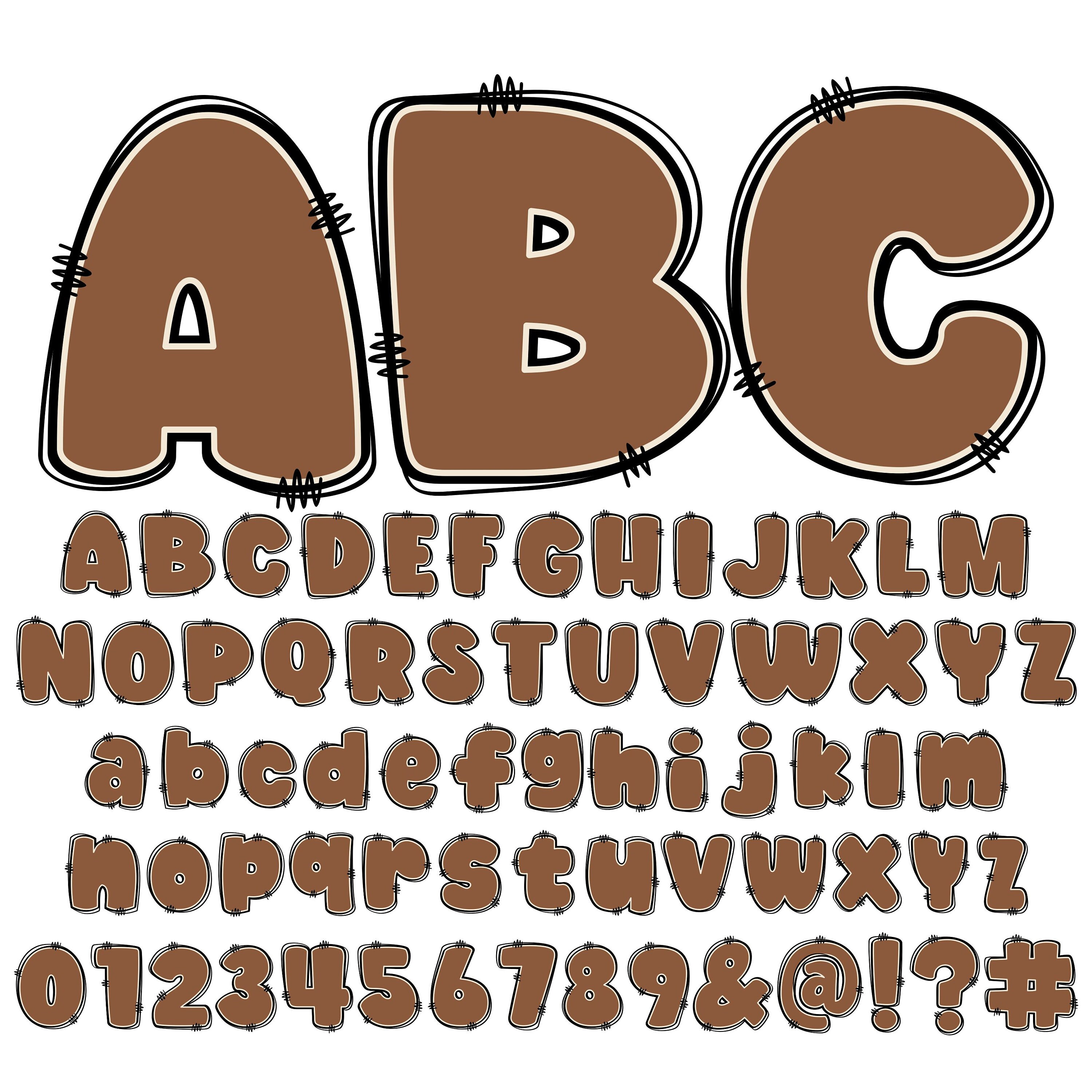 BUNDLE Retro Boho Floral Alphabet PNG Chubby Alpha Doodle - Etsy