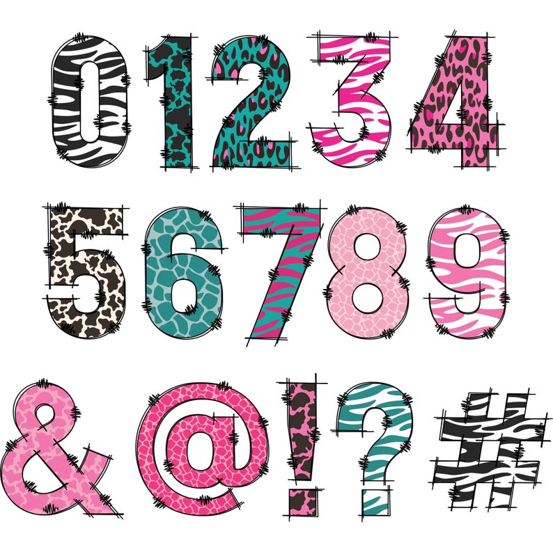 Animal Print Alphabet PNG Doodle Alphabet Clip Art - Etsy