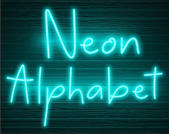 Neon Script Line Glow Effect Alphabet PNG Clip Art Letters Script Font ...
