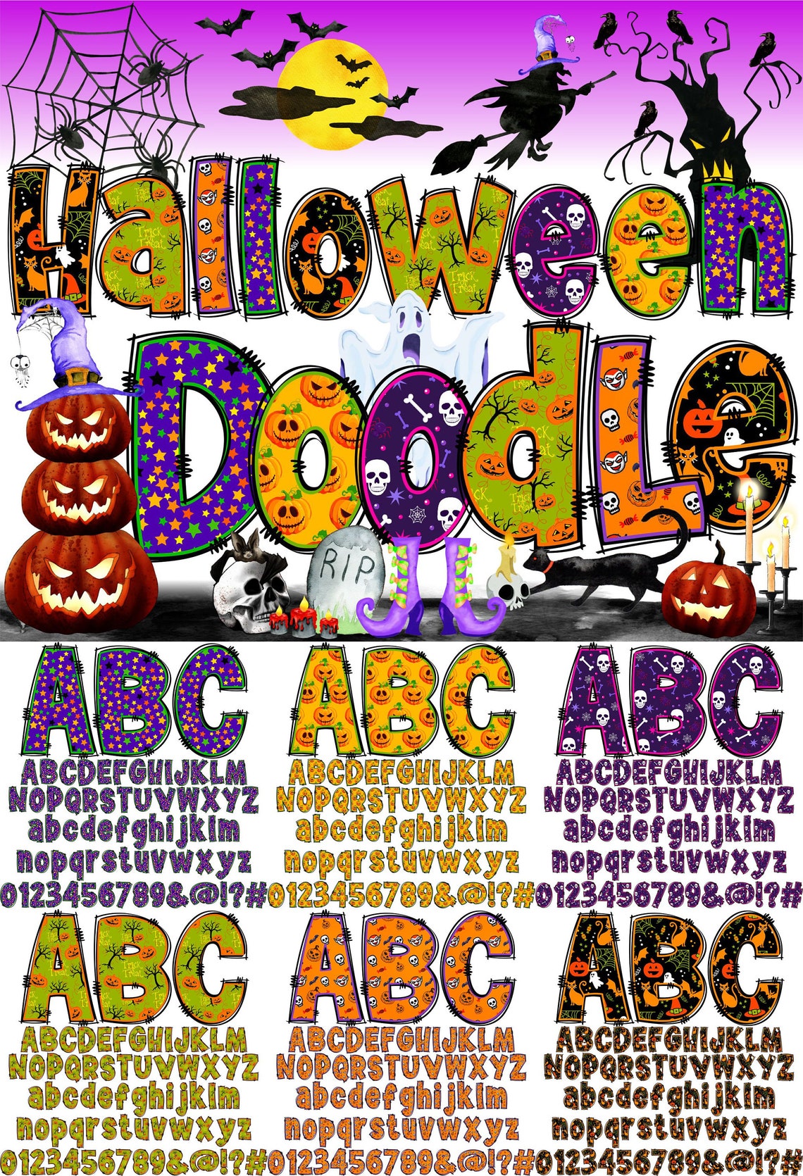 BUNDLE 48 Halloween Alphabet PNG Complete Sets, Halloween Letters ...