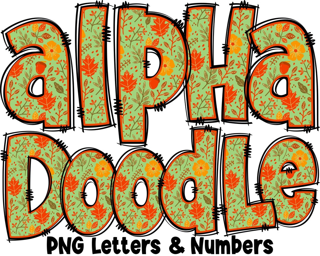 Fall Autumn Letters & Numbers PNG, Alpha Doodle, PNG Letters, Fall ...