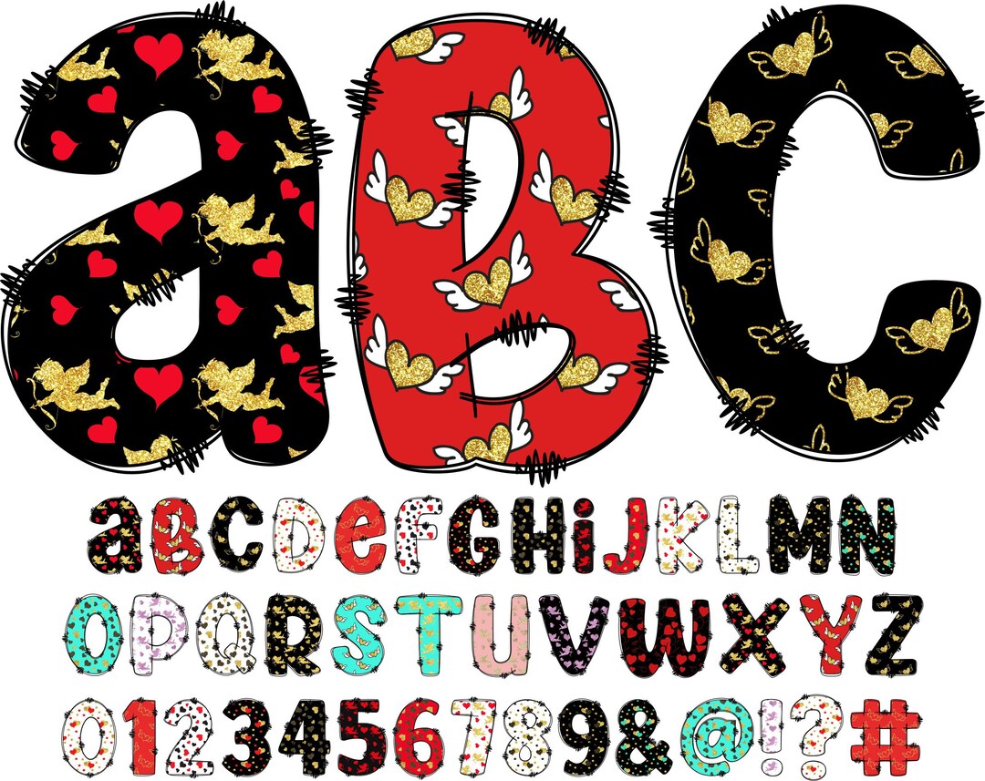 Valentine's Day Alphabet PNG, Love Alphabet Clip Art, PNG, Doodle ...