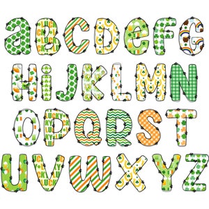 St Patrick's Day Letters PNG, Shamrock Alphabet Clip Art, Doodle, St ...