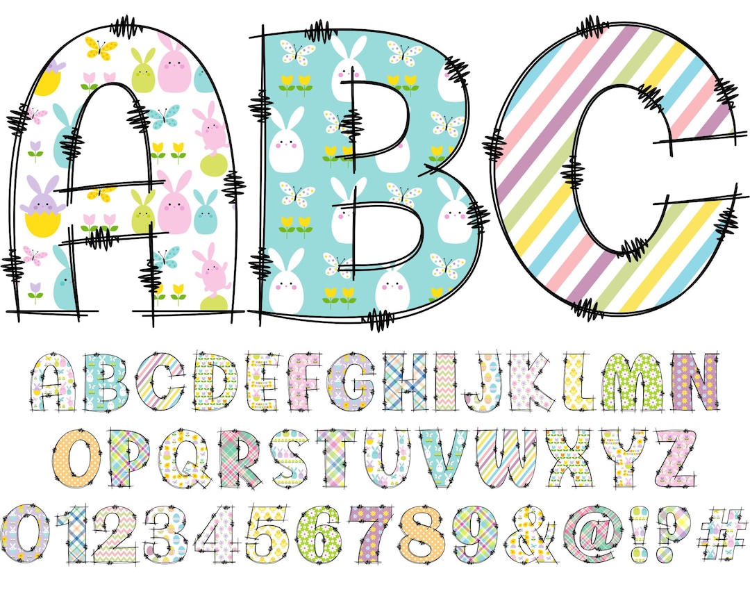 Easter Alphabet PNG, Alphabet Clip Art, PNG, Doodle Easter, Doodle ...