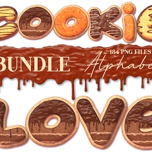 BUNDLE Cookie 3D Letters PNG, Cookies Alphabet, Candy Letters, Glazed ...