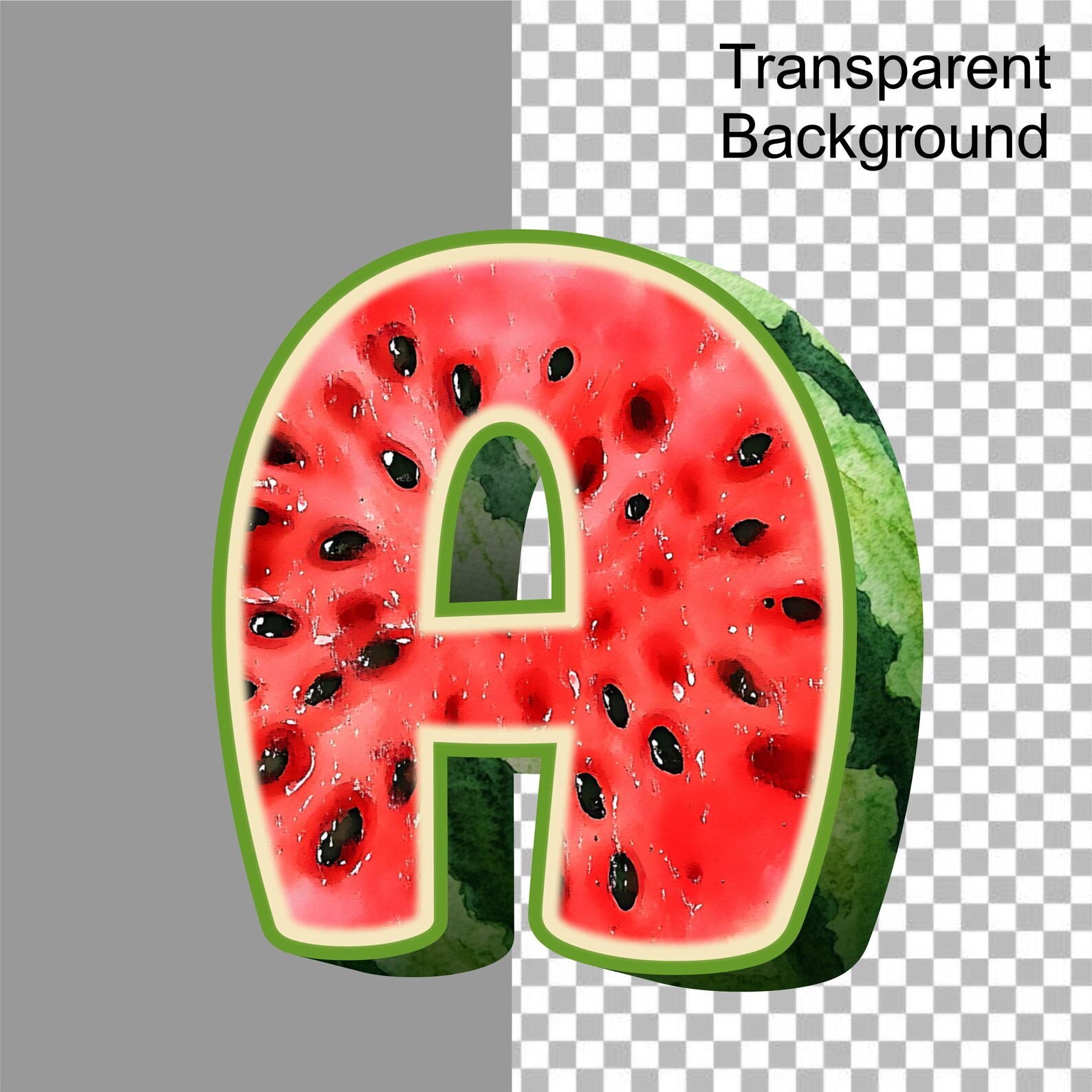 Watermelon PNG Letters, Transparent Background, Watermelon Summer ...