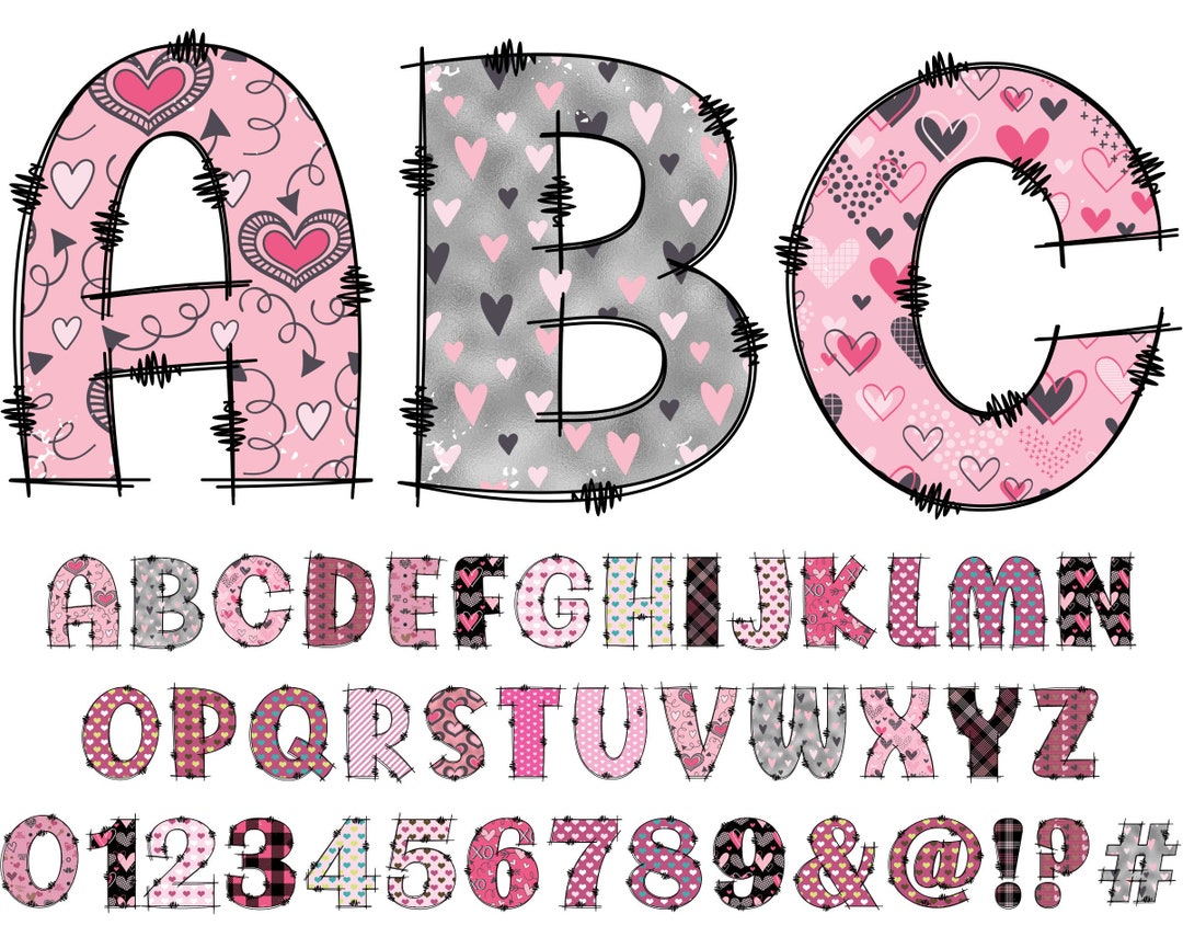 Valentine's Day Letters PNG, Love Alphabet Clip Art, PNG, Doodle ...