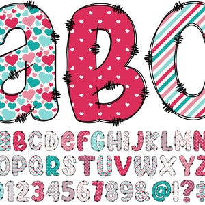 Valentine's Day Alphabet PNG, Love Alphabet Clip Art, PNG, Doodle ...