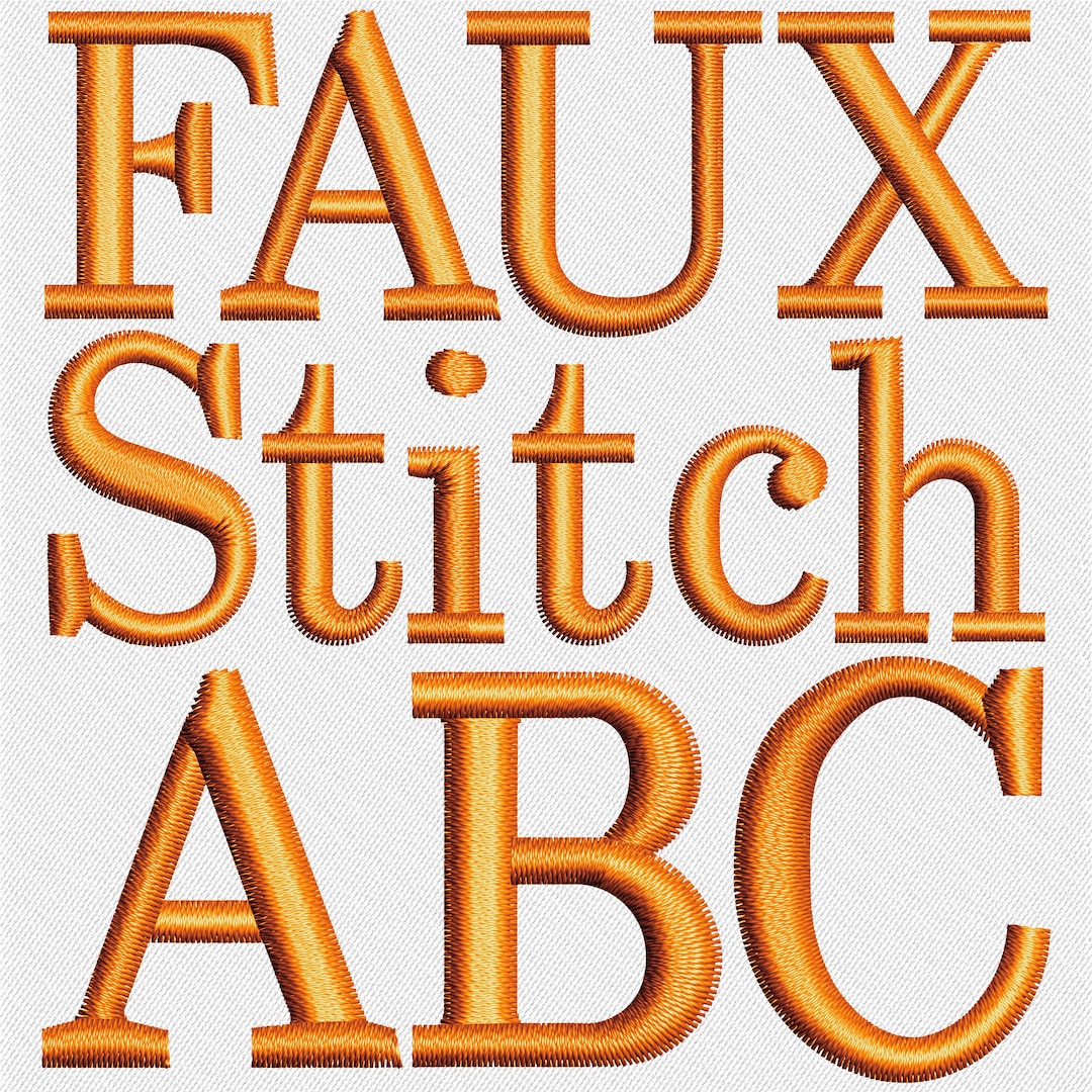 Faux Embroidery Orange Stitch, Alphabet PNG, Faux Stitch Letters, Alpha ...