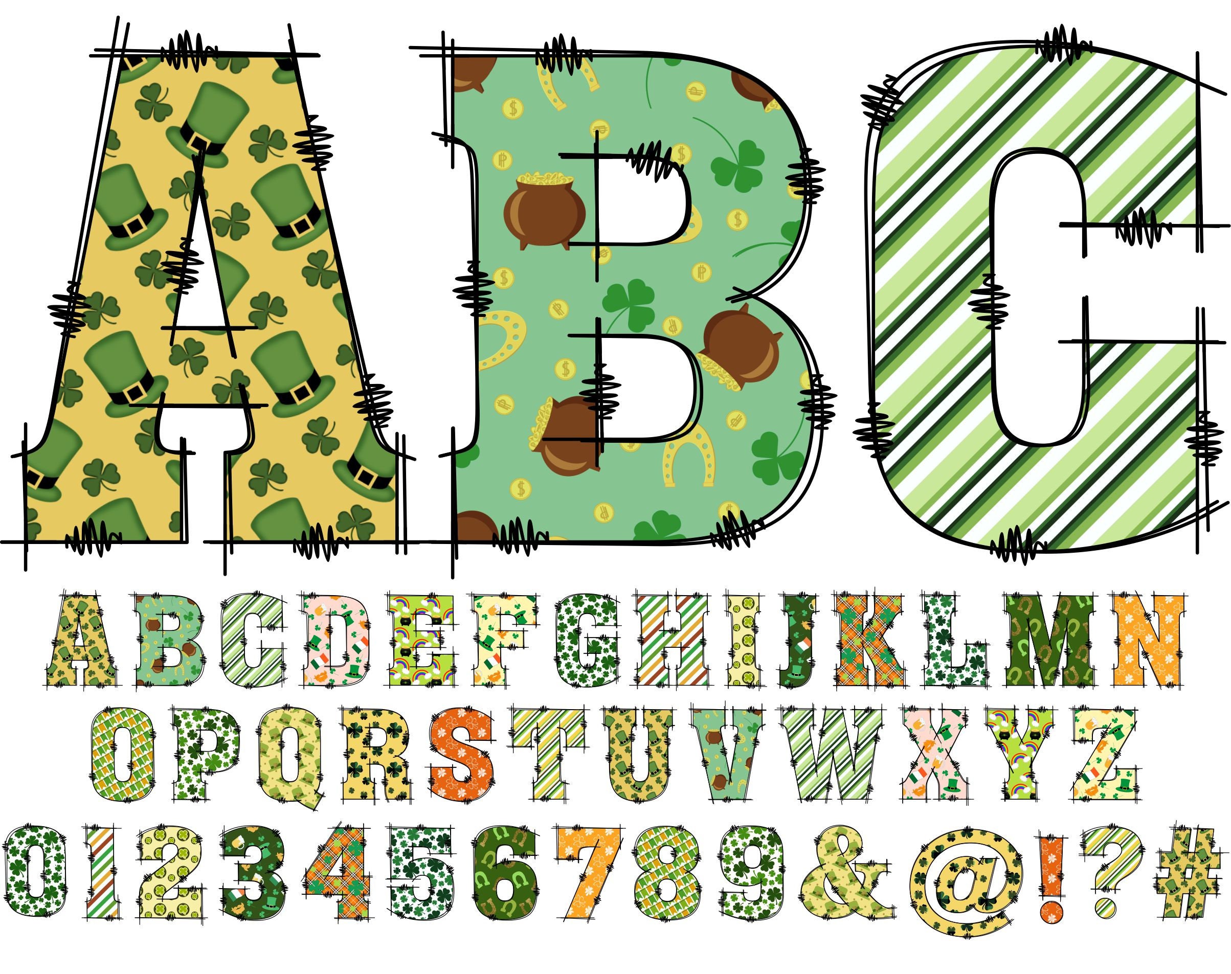 St Patrick's Day Letters PNG Shamrock Alphabet Clip Art - Etsy