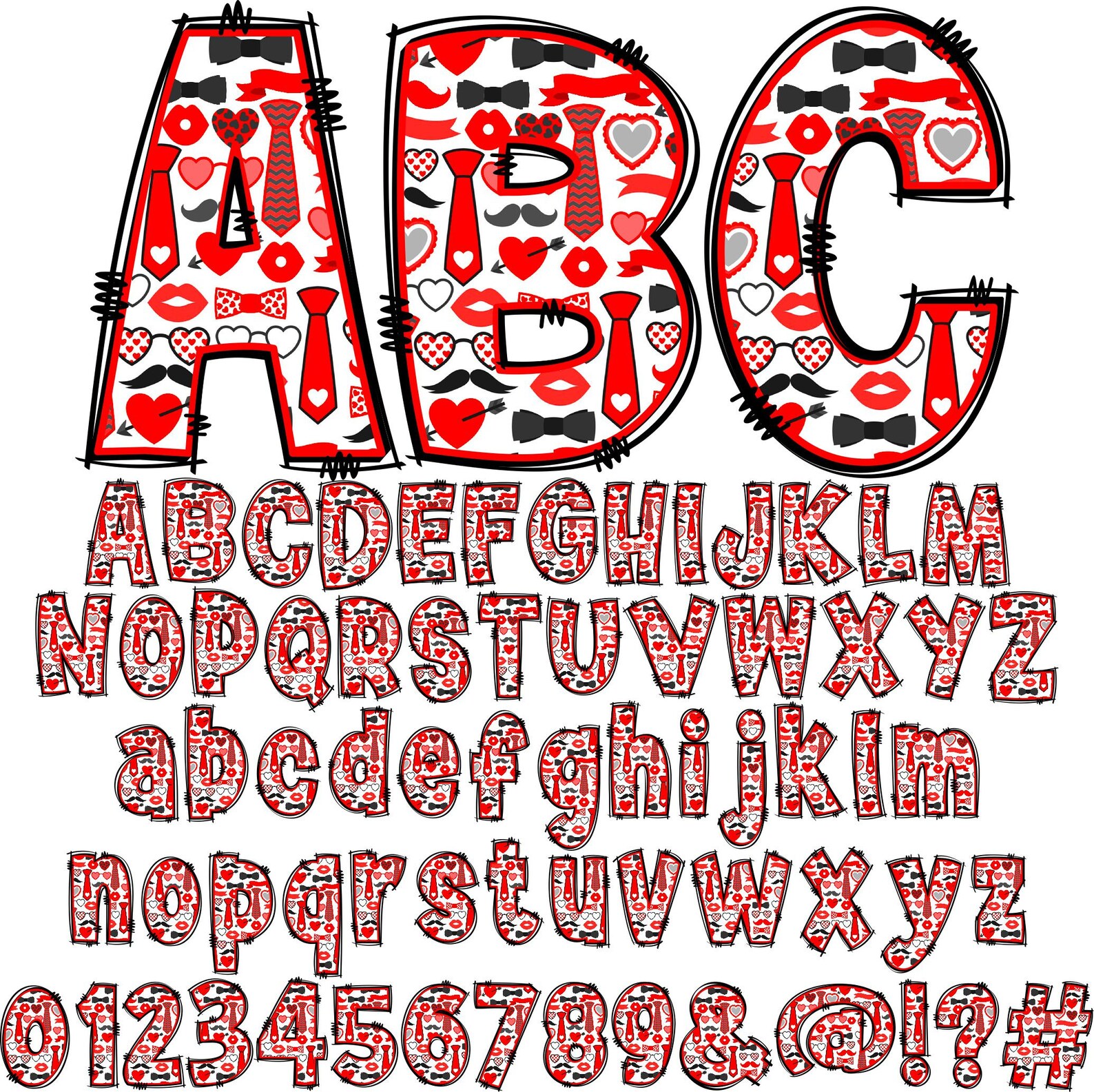 Valentine's Day Alphabet PNG Valentines Letters - Etsy
