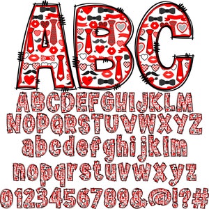 Valentine's Day Alphabet PNG, Valentines Letters, Valentines Doodle ...