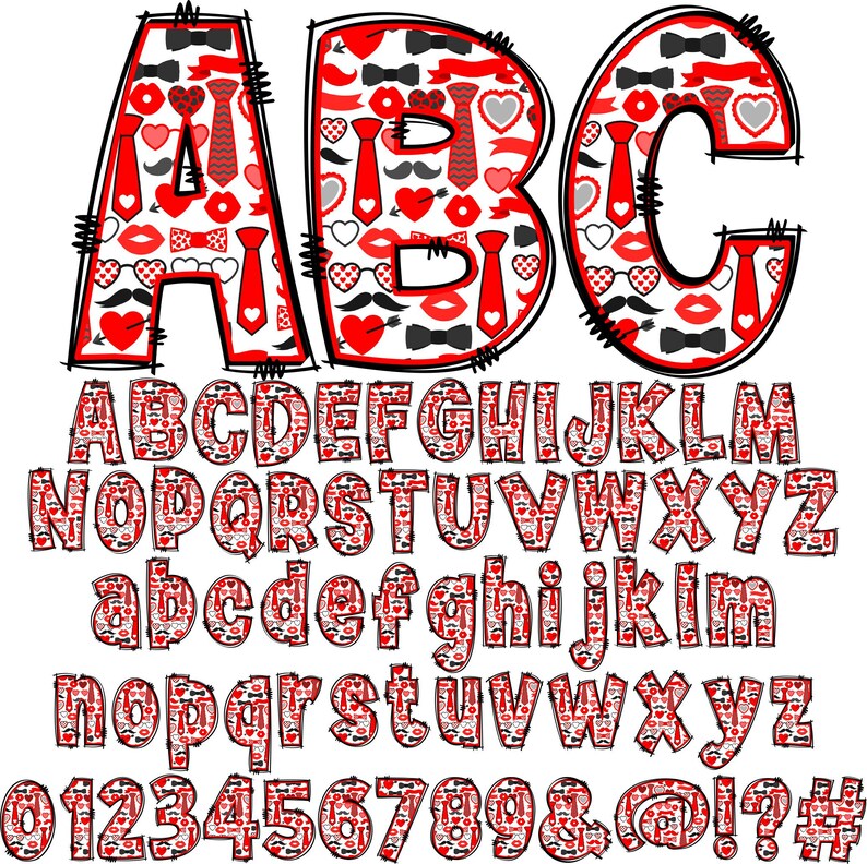 Valentine's Day Alphabet PNG Valentines Letters - Etsy