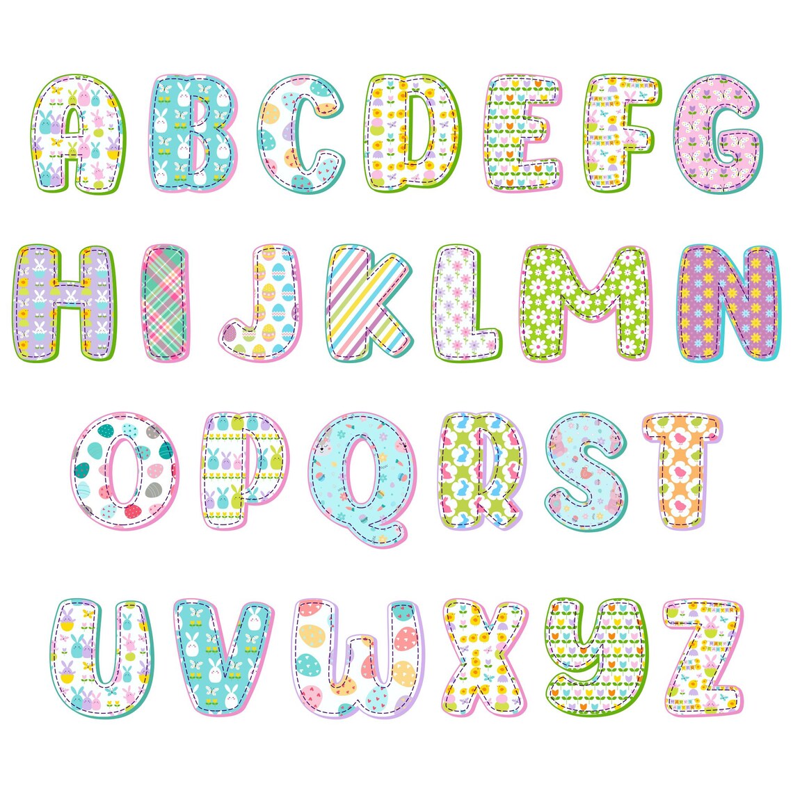 Faux Applique Easter Alphabet PNG Alphabet Clip Art PNG - Etsy