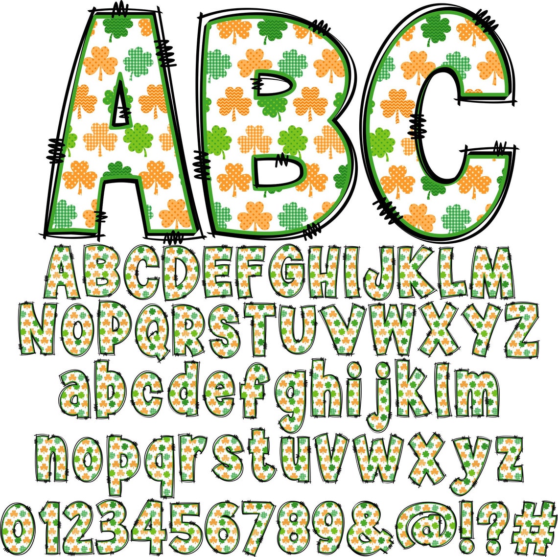 St Patrick's Day Letters PNG Shamrock Alphabet Clip Art - Etsy