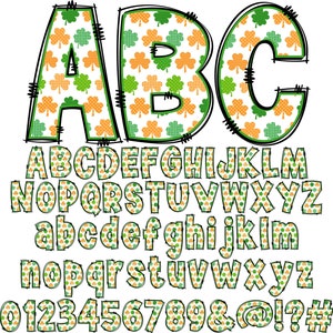 St Patrick's Day Letters PNG, Shamrock Alphabet, Alpha Doodle, St Paddy ...