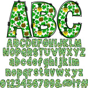 St Patrick's Day Letters PNG, Shamrock Alphabet , Doodle Irish, St ...