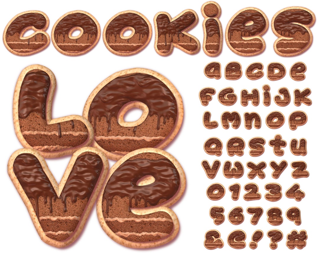 Chocolate Cookies 3D Letters PNG, Cookies Alphabet, Candy Letters ...