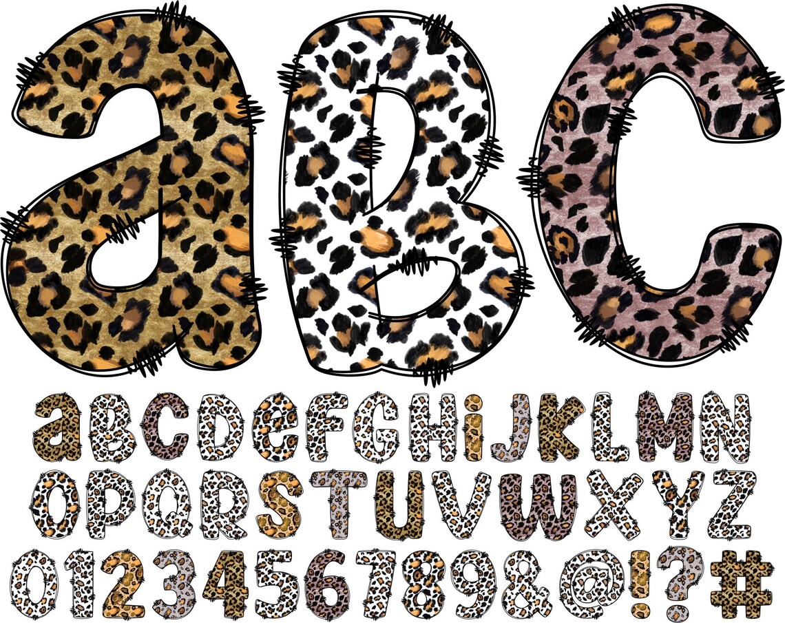 Leopard Print Alphabet PNG Doodle Alphabet Clip Art | Etsy