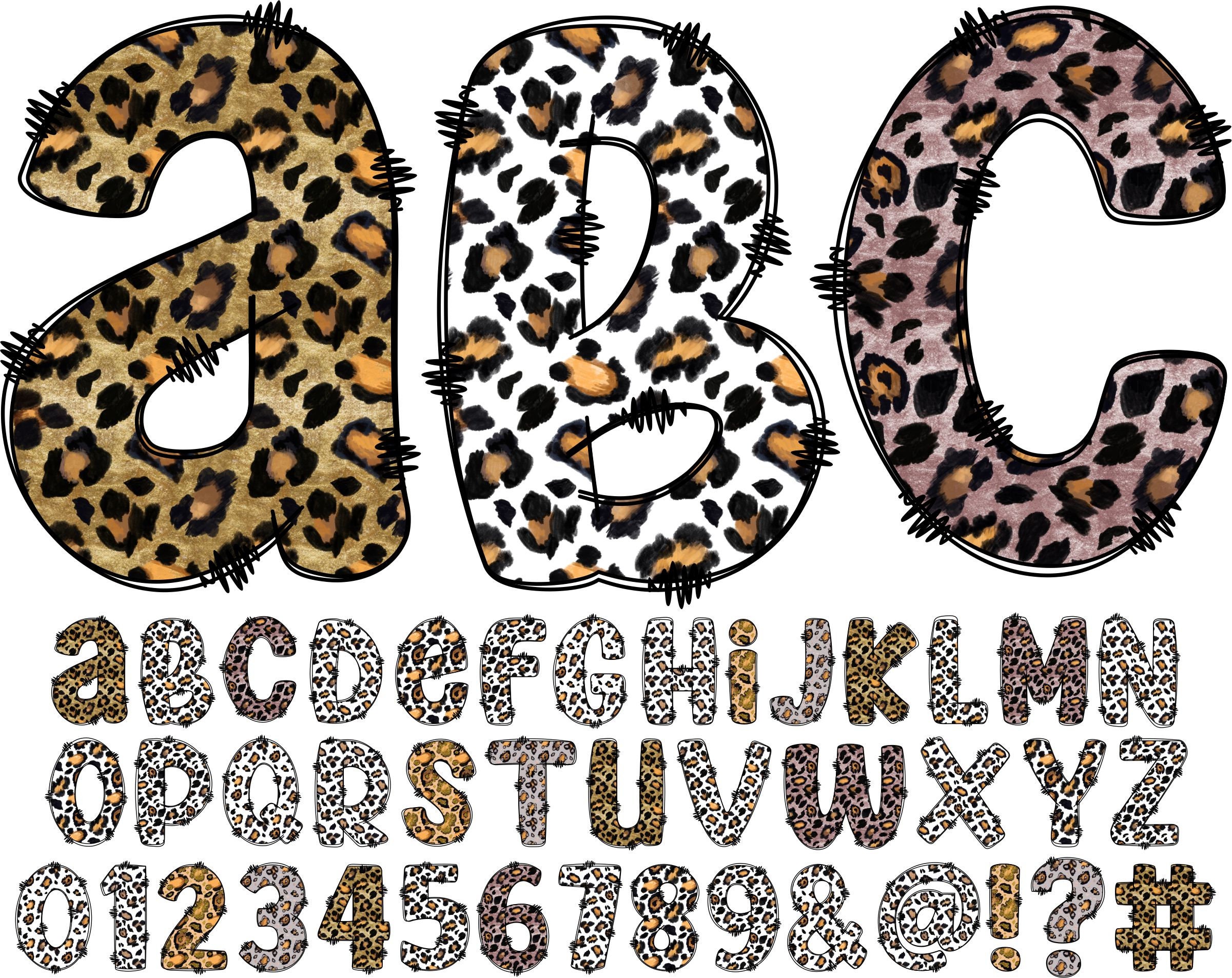 Leopard Print Alphabet PNG Doodle Alphabet Clip Art | Etsy