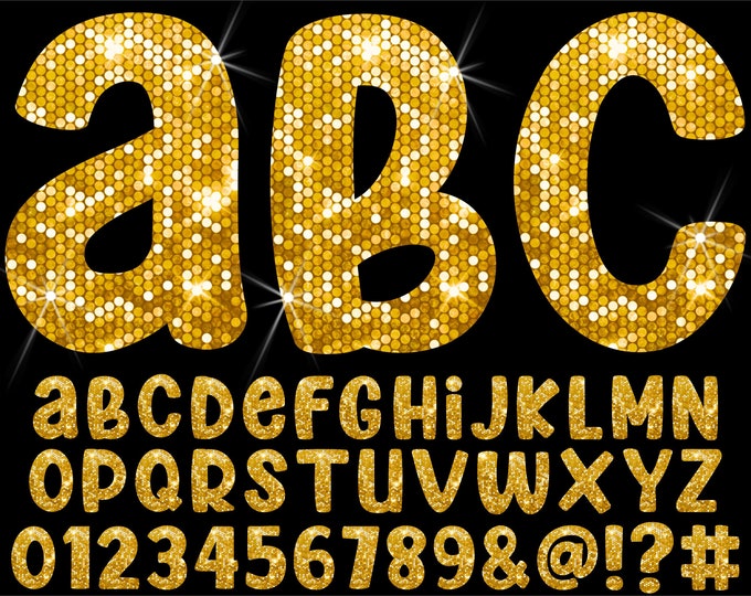 Gold Glitter Letters and Numbers, Gold Glitter Alphabet, Gold Glitter ...