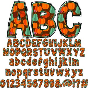 BUNDLE Autumn Fall Alphabet PNG, Fall, Alpha Doodle, PNG Letters, Fall ...