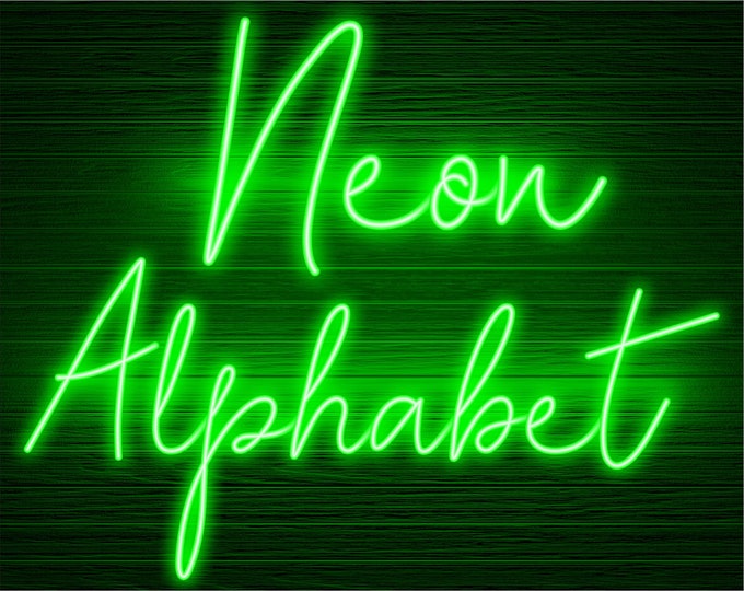 Neon Glow Effect Alphabet PNG Clip Art Letters Font Instant Download ...